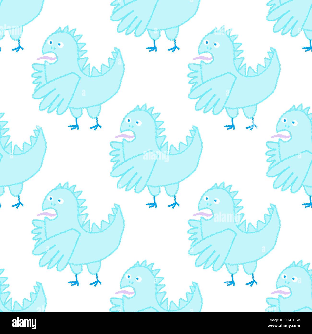 Cartoon retro dragon seamless scribble monsters Middle Ages chicken ...