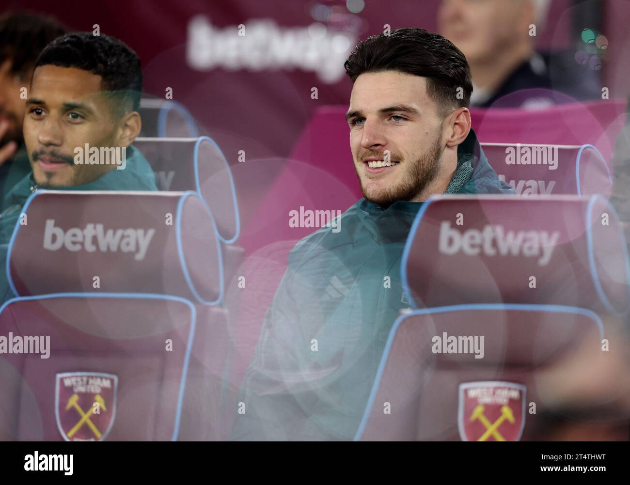 London, UK. 1st Nov, 2023. Declan Rice of Arsenal takes his place on ...
