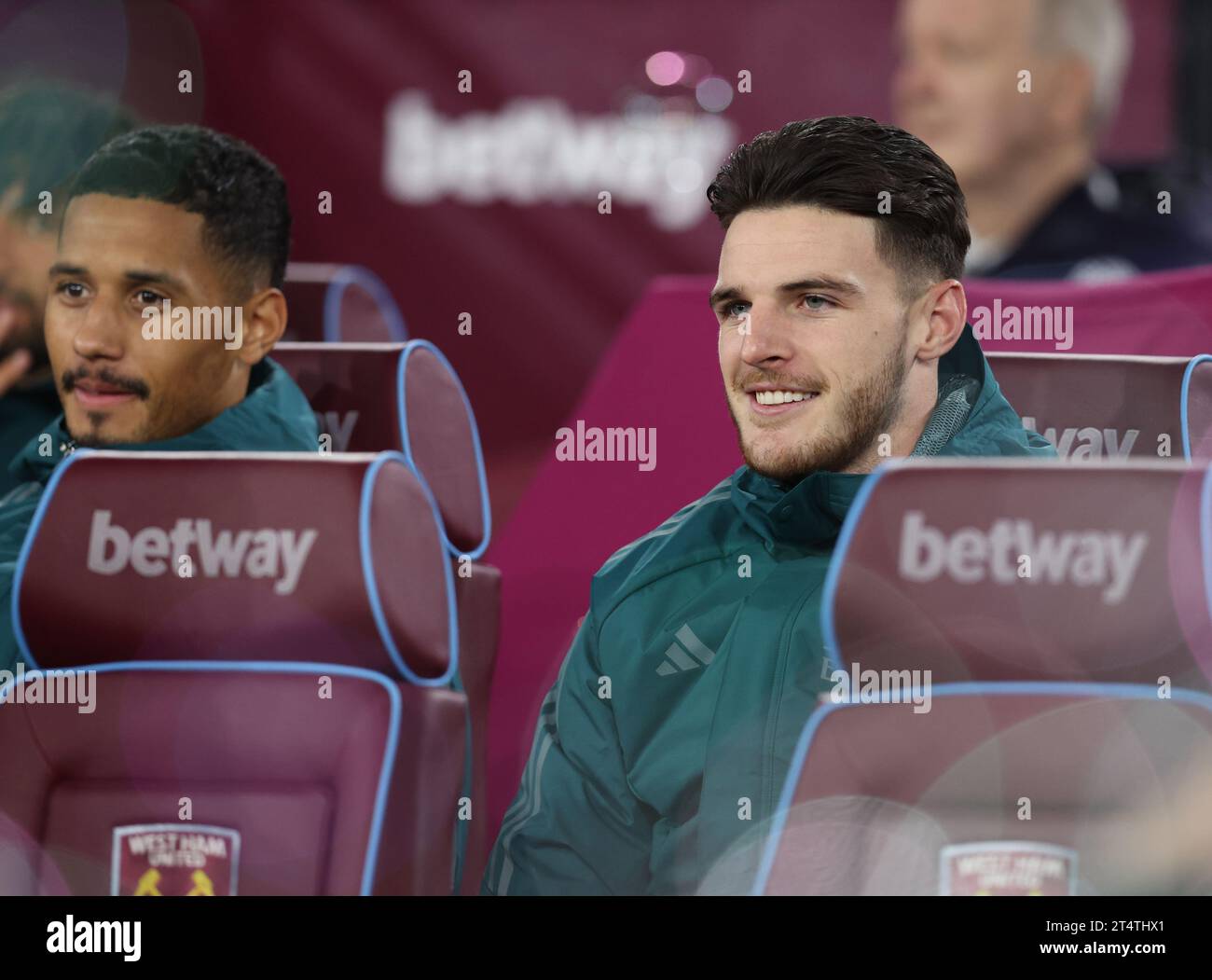 London, UK. 1st Nov, 2023. Declan Rice of Arsenal takes his place on ...