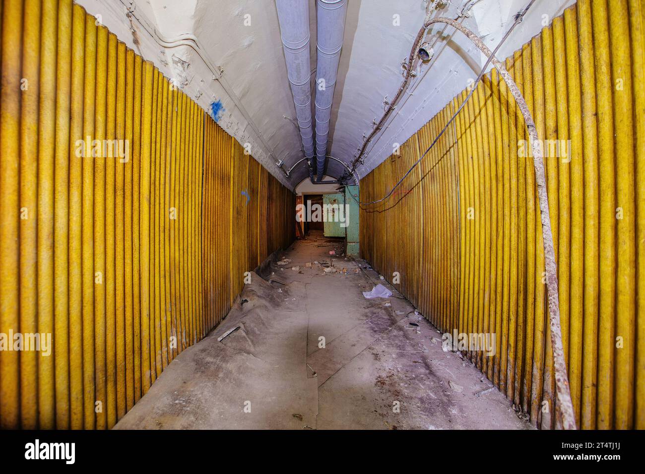 Old vaulted corridor of Soviet bunker, echo of Cold War Stock Photo - Alamy
