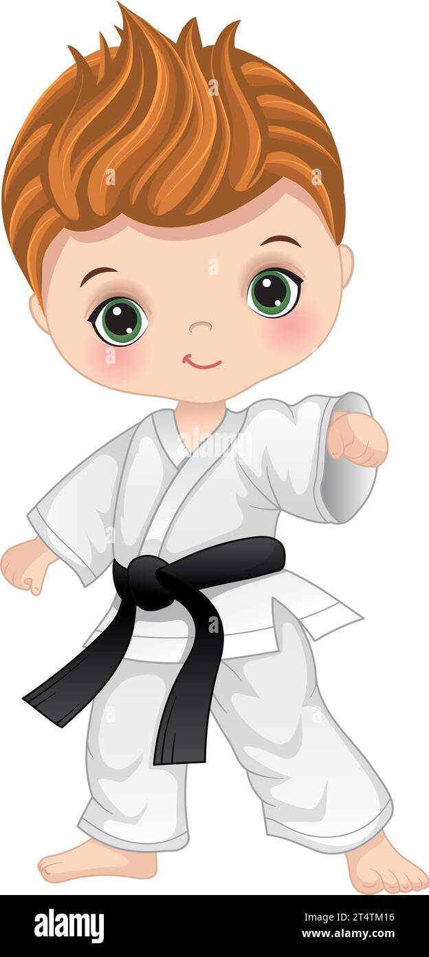 Vector Cartoon Boy Practicing Karate Stock Vector Image & Art - Alamy