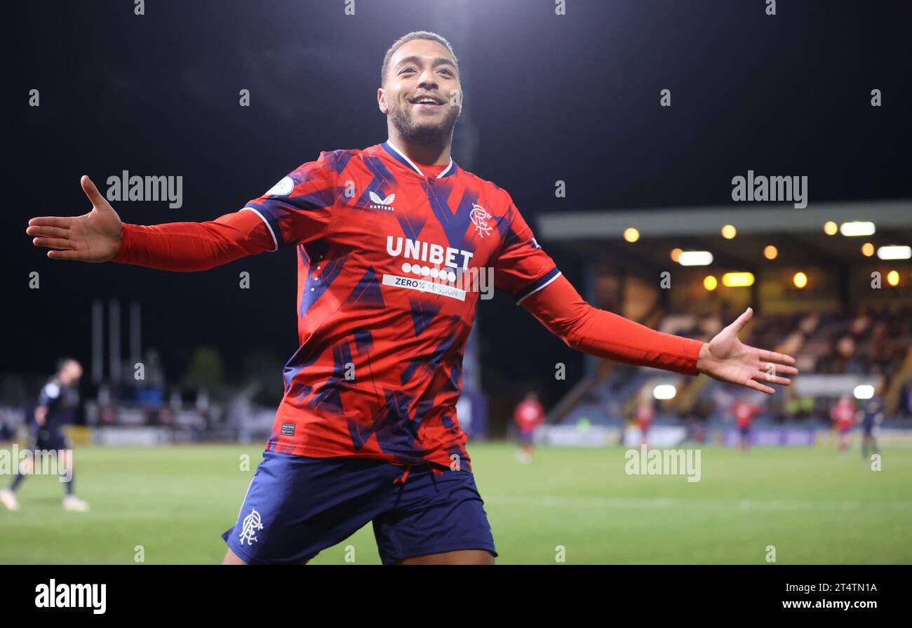Rangers' Cyriel Dessers celebrates scoring his side's fifth goal during ...
