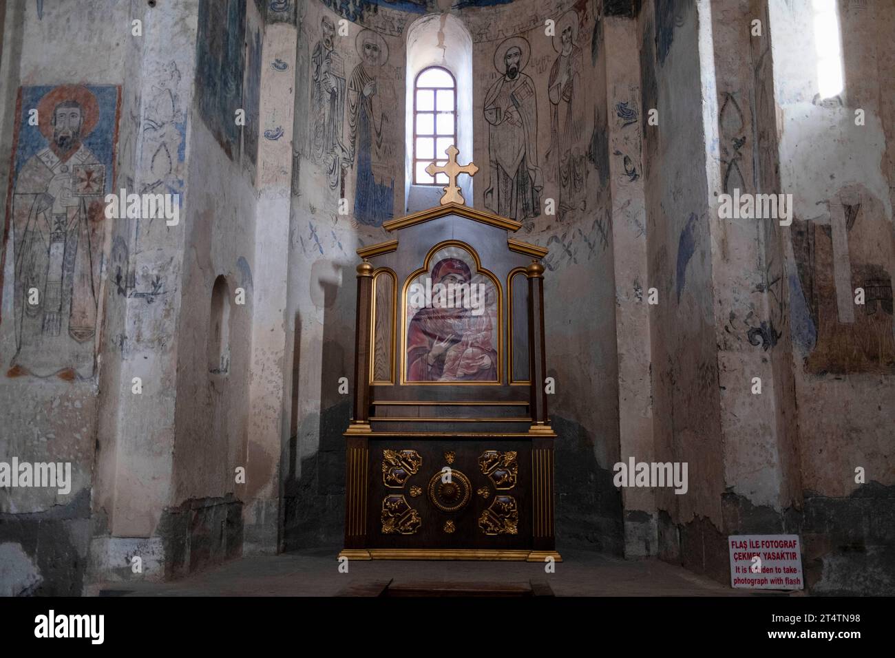 Wall drawings inside Akhtamar Church. The island visible in the ...