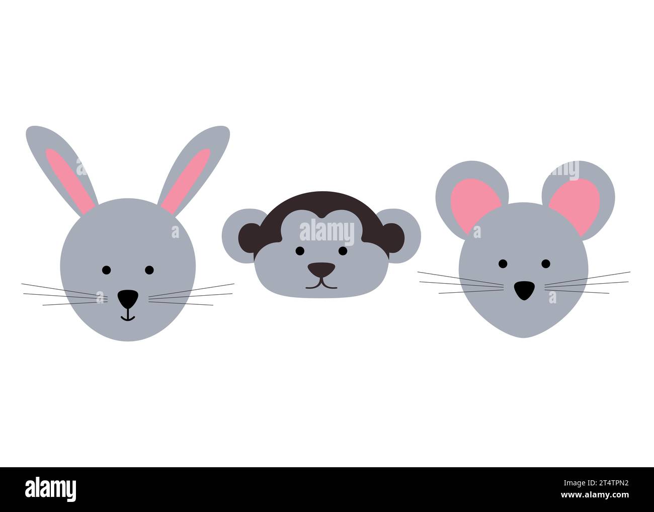 Chinese zodiac animal in flat style, rabbit mouse monkey. Vector ...