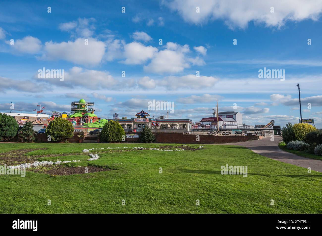 The image is of the promenade gardens at the seaside holiday resort ...