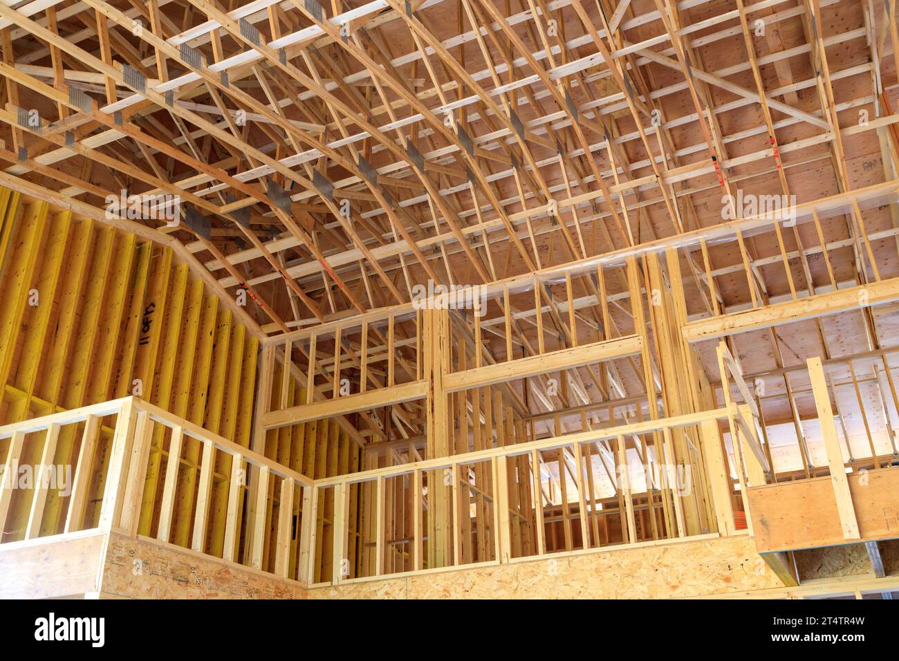Vancouver, Canada - Sept 8, 2023: Wood timber framework in the interior ...