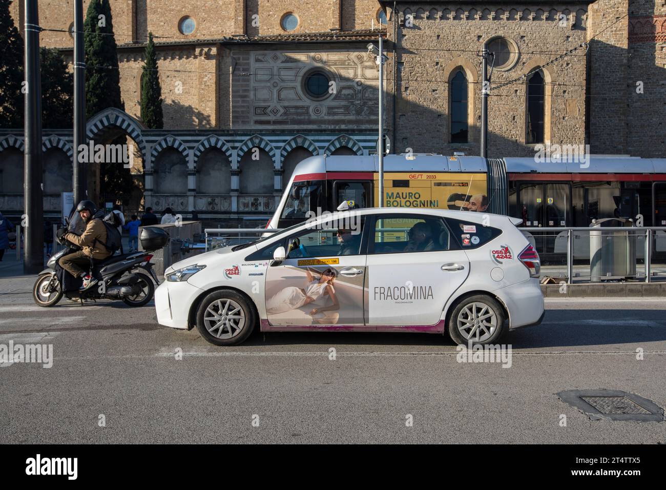 Taxi on the street at Florence, the capital city of the Tuscany region ...