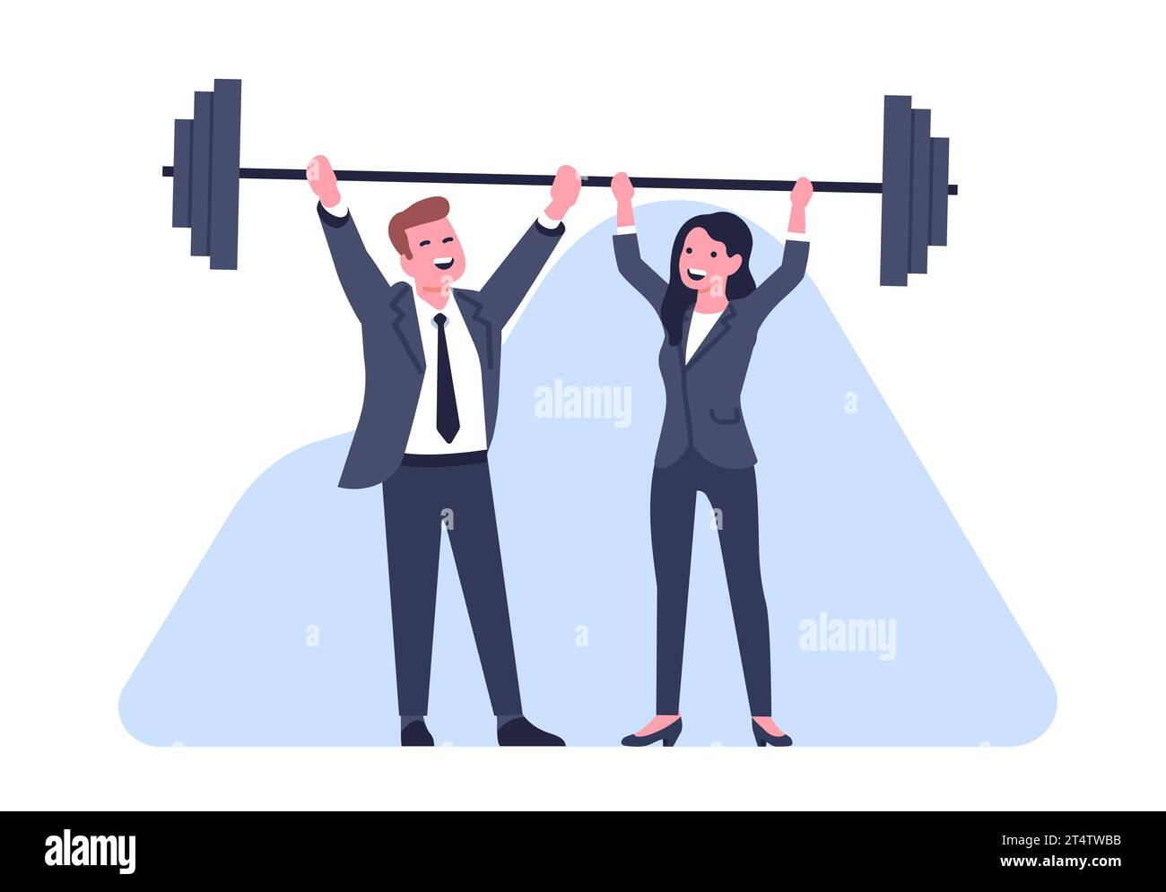 Business men and women keep weight off by working as team. Employees ...