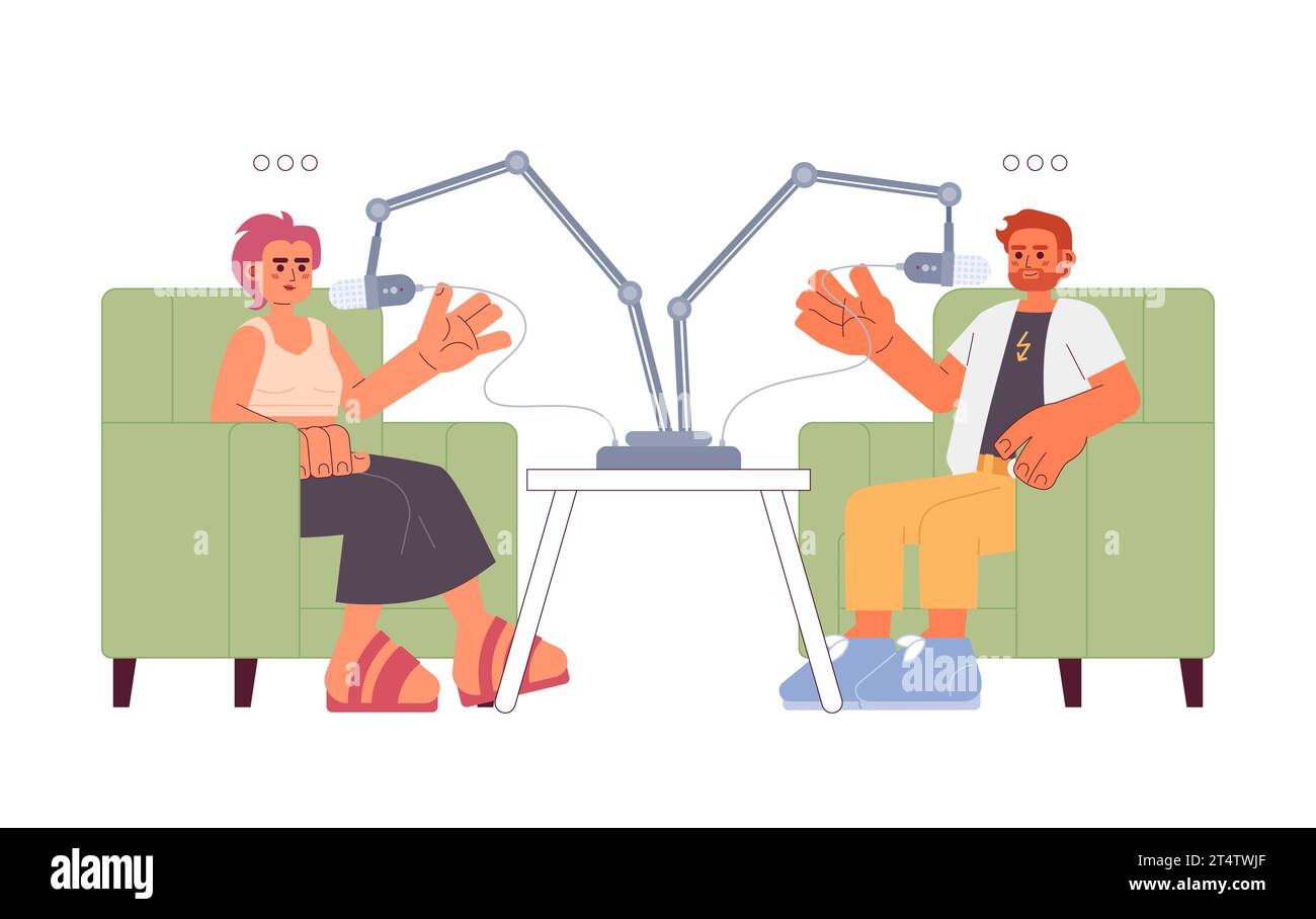 Co-hosted podcast cartoon flat illustration Stock Vector Image & Art ...