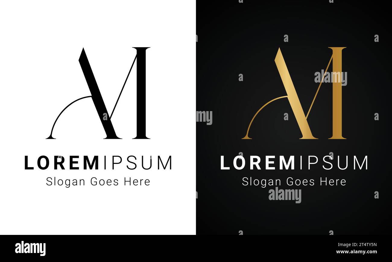 Luxury Initial MA or AM Monogram Text Letter Logo Design Stock Vector ...