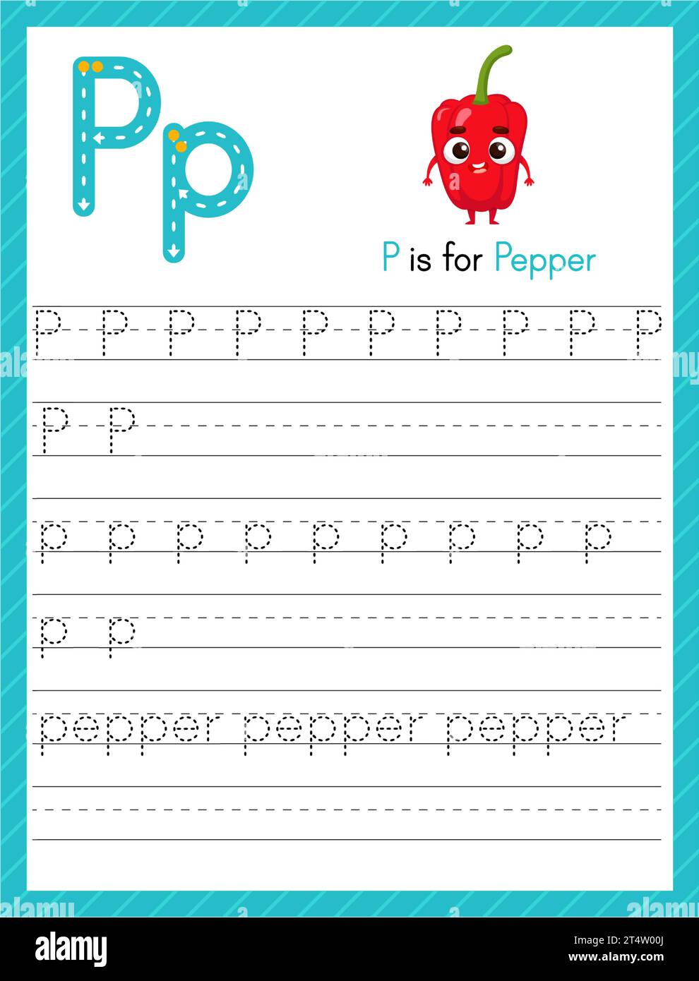 Trace letter P uppercase and lowercase. Alphabet tracing practice ...