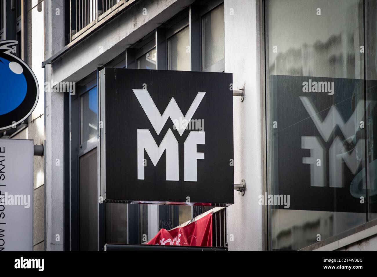 Picture of a sign with the logo of WMF on their local retailer in Cologne, Serbia. WMF Group is ...