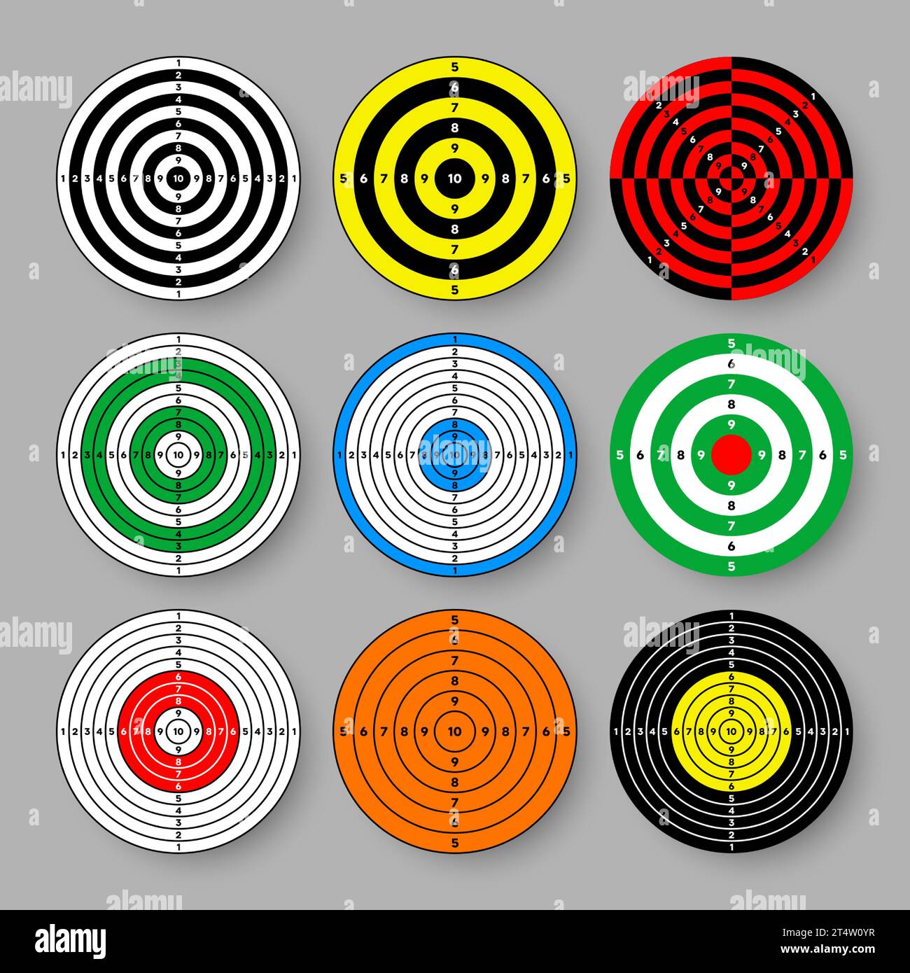 Shooting range paper targets. Round target with divisions, marks and ...