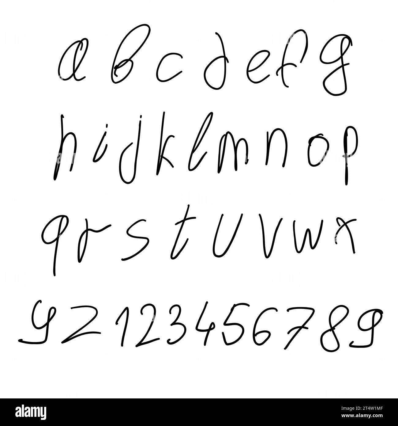 Scribble childlike lowercase black english alphabet abc latin font A to ...