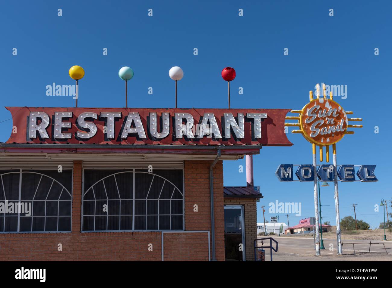 Sun and Sand Motel and Restaurant, zia-inspired sign for motel and ...
