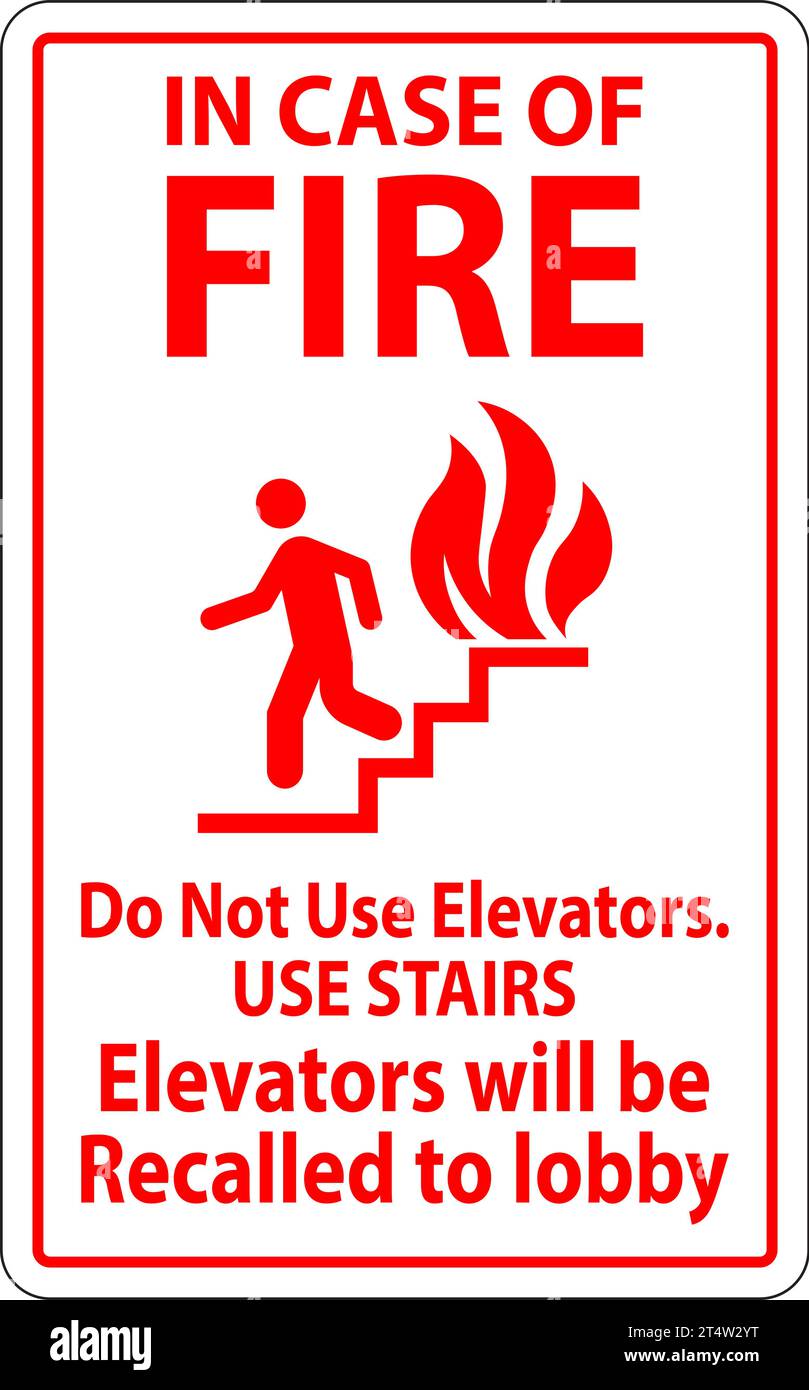 In Case Of Fire Sign Do Not Use Elevators. Use Stairs, Elevators Will ...