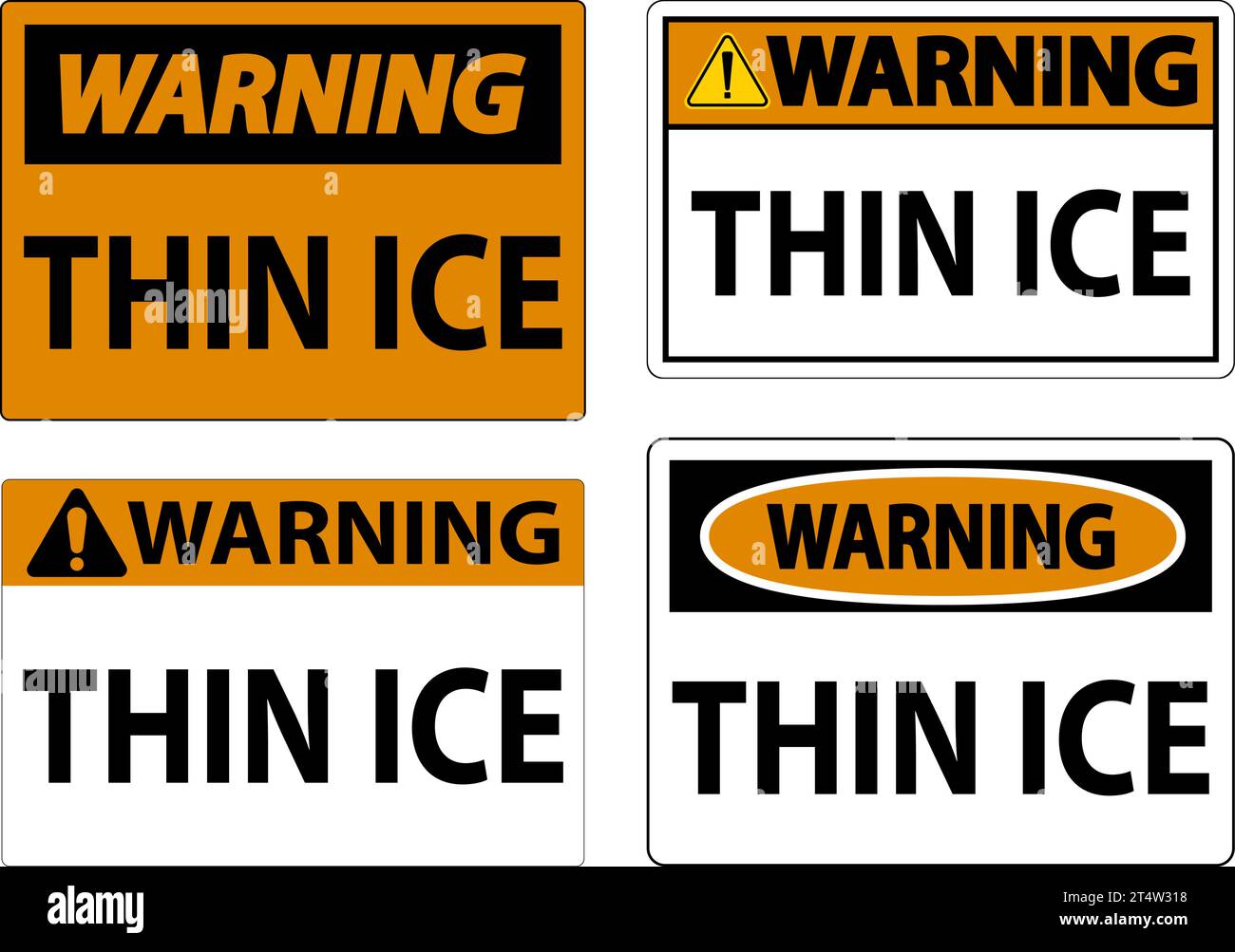 Danger thin ice warning sign Cut Out Stock Images & Pictures - Alamy