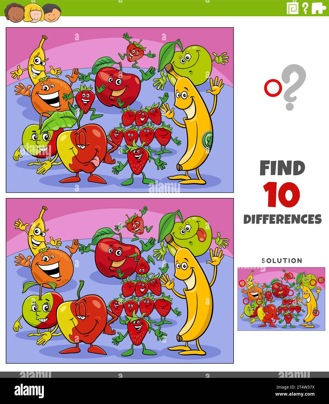 Cartoon illustration of finding the differences between pictures ...