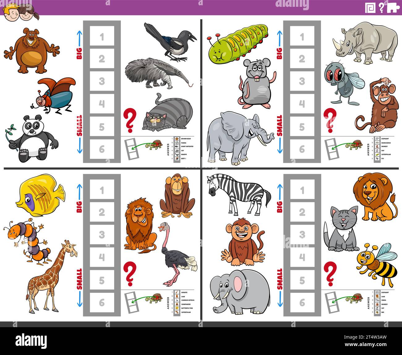 Cartoon illustration of educational activities set of finding the ...