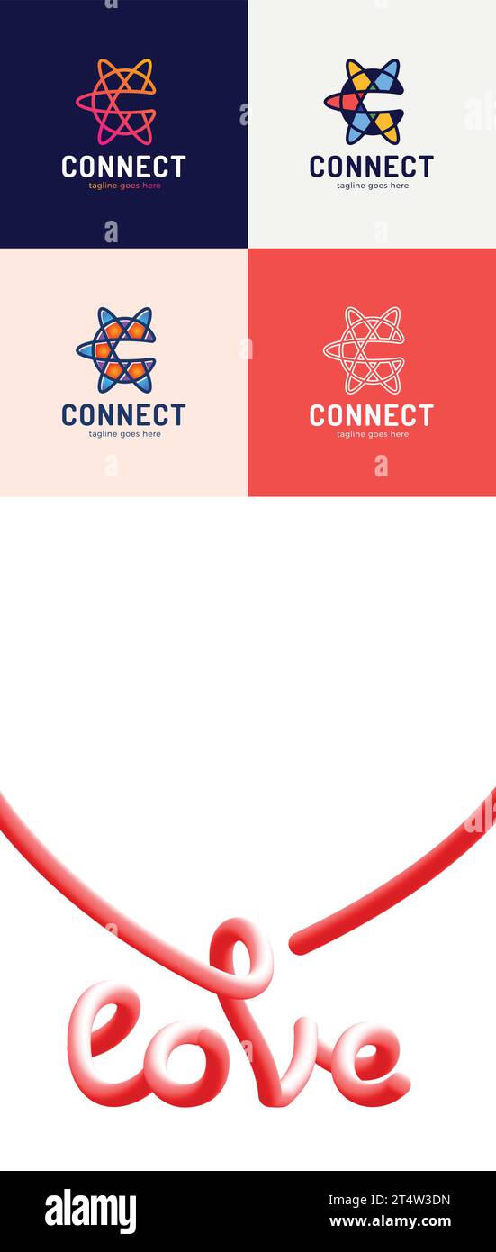 Set of 4 connect line letter c logo design Vector Image Stock Vector ...