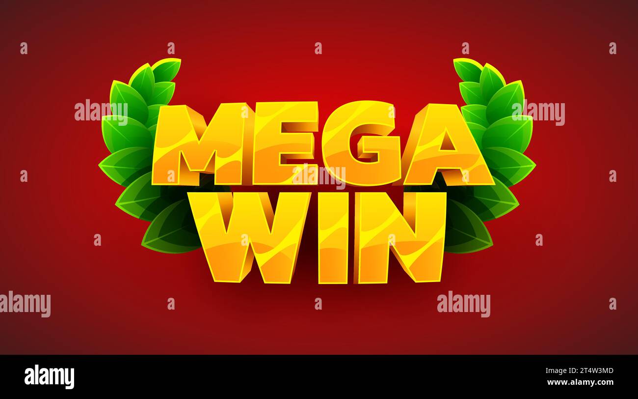 Mega win banner. Sign with golden letters. Online casino. Vector ...