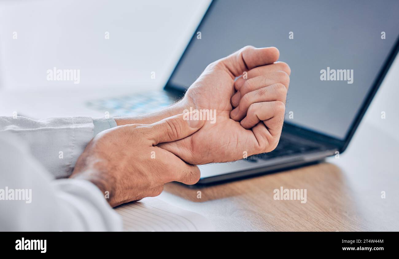 Man, hands and wrist pain from injury, accident or carpal tunnel ...