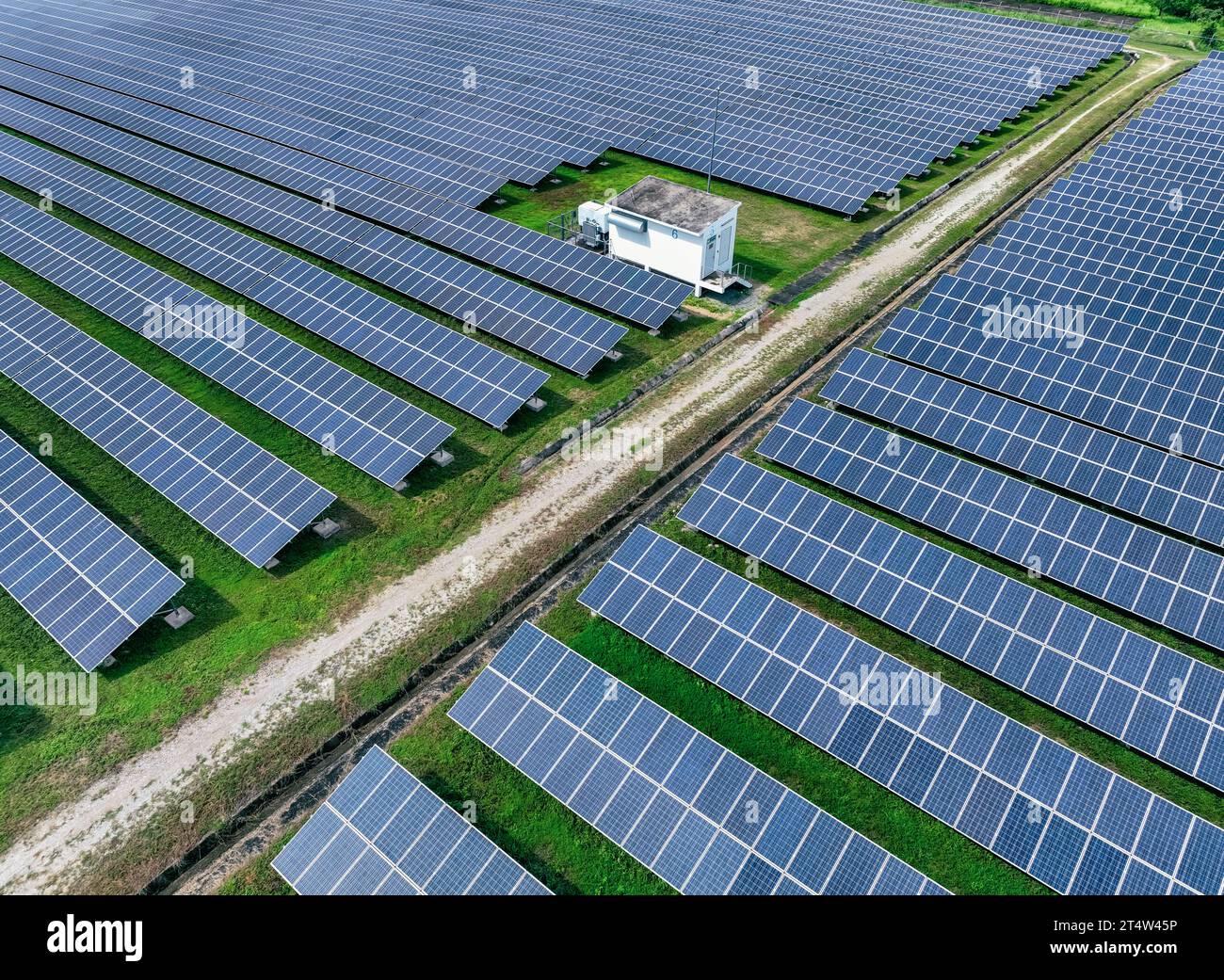 Aerial view of solar farm. Solar power for green energy. Sustainable ...