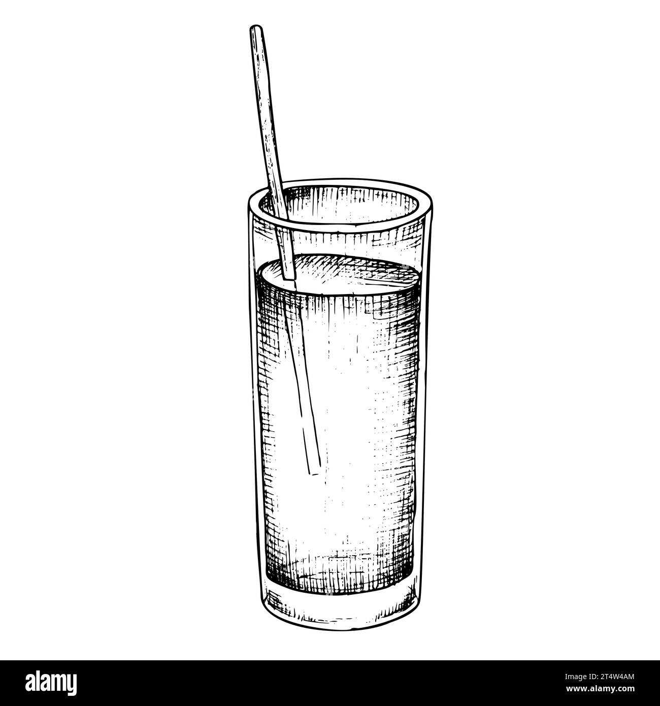 Glass of Orange Fruit Juice. Vector hand drawn illustration of fresh ...