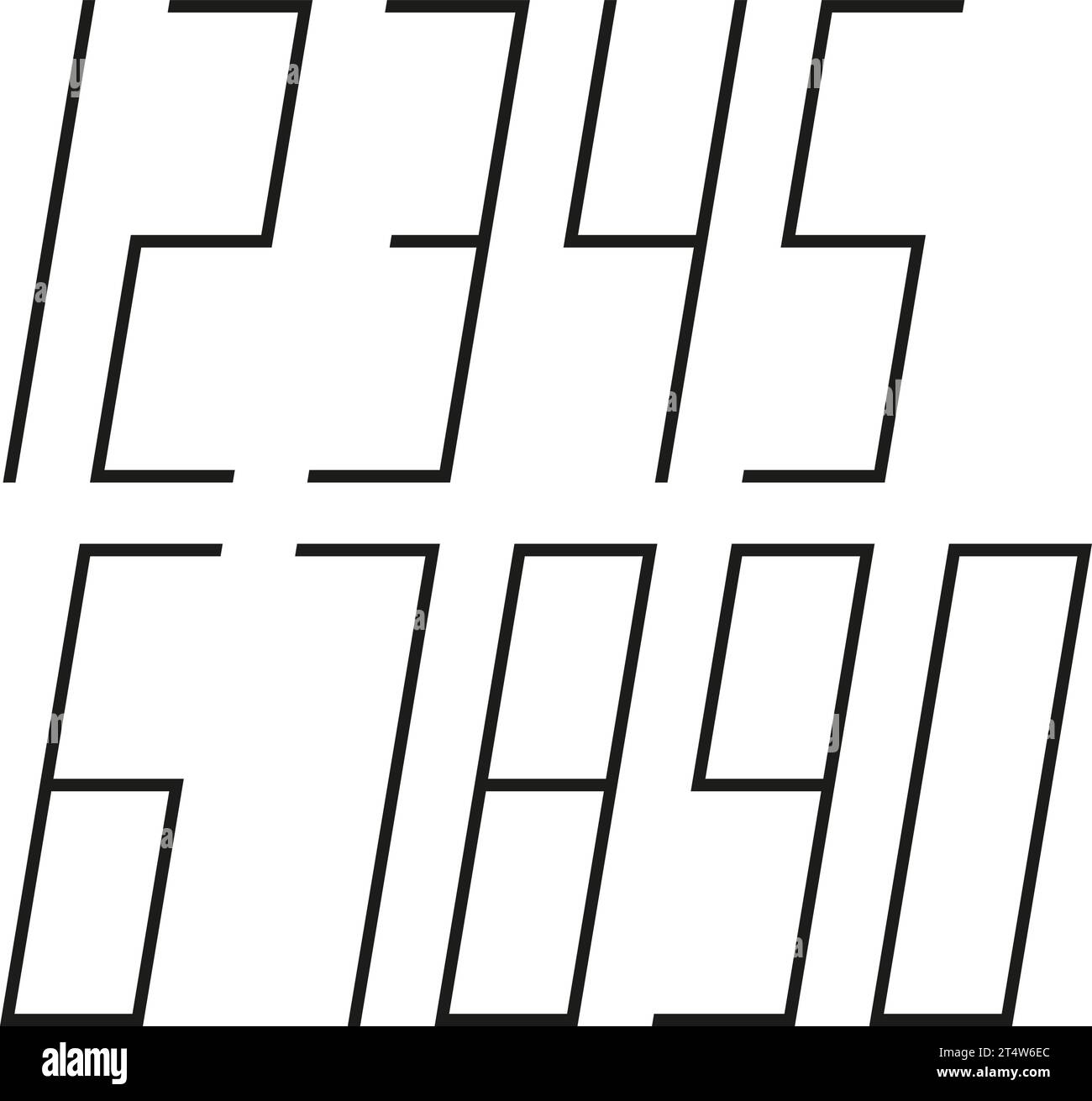 Geometric Font Line Digital Effect Design Numbers Vector Image Stock
