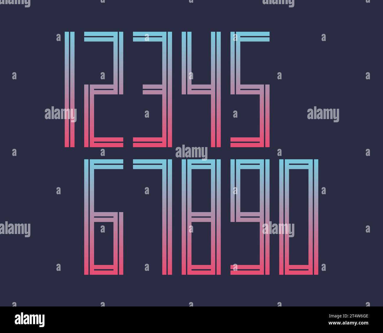 Geometric font line digital effect design numbers Vector Image Stock ...