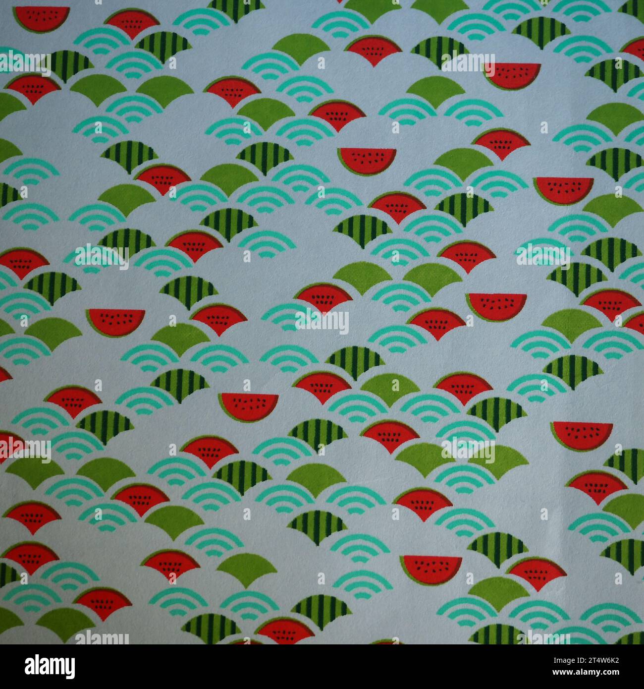 modern Japanese summerly patterns with watermelons and waves Stock ...