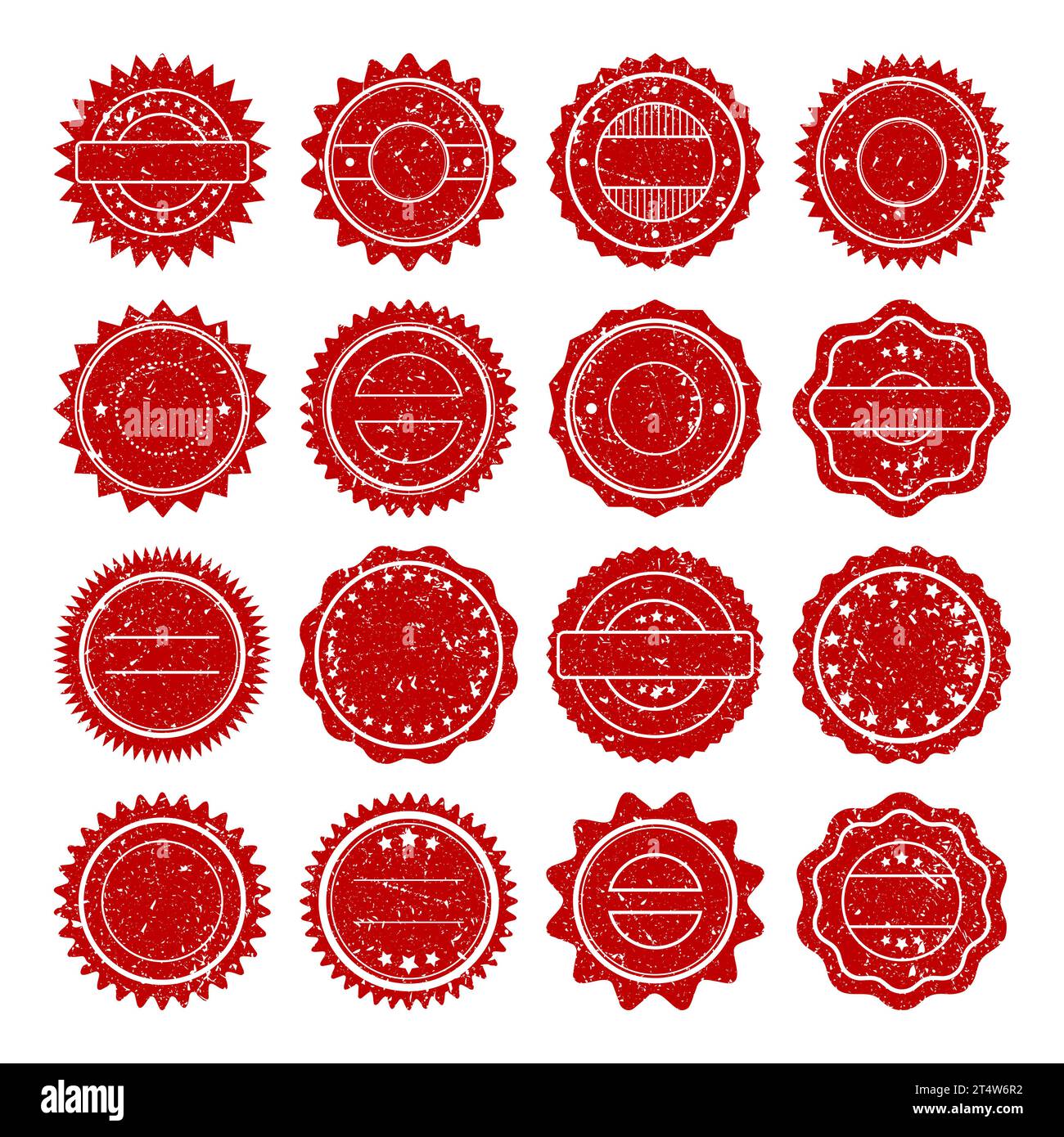 Post stamps, labels and badges. Grunge imprints and postmarks. Red ...