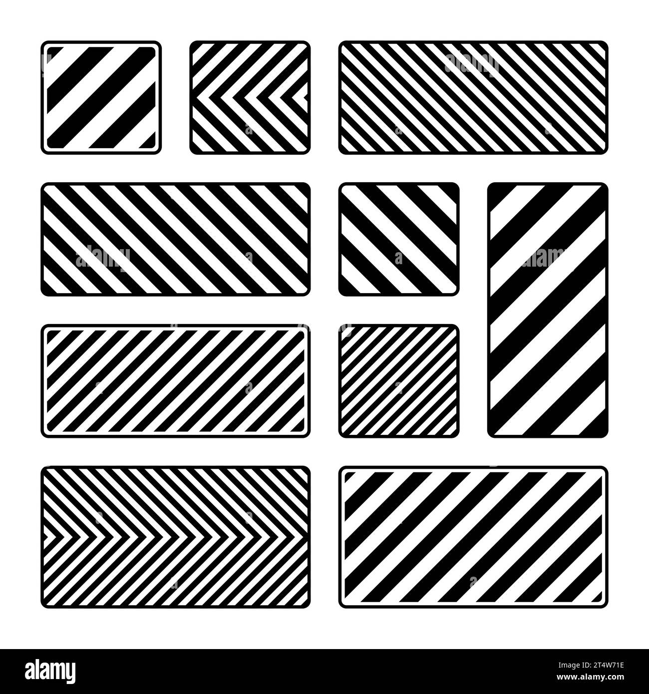 Various Black Warning Signs With Diagonal Lines Attention Danger Or Caution Sign Construction