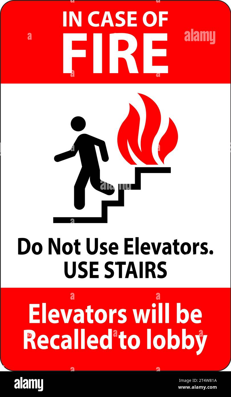 In Case Of Fire Sign Do Not Use Elevators. Use Stairs, Elevators Will ...