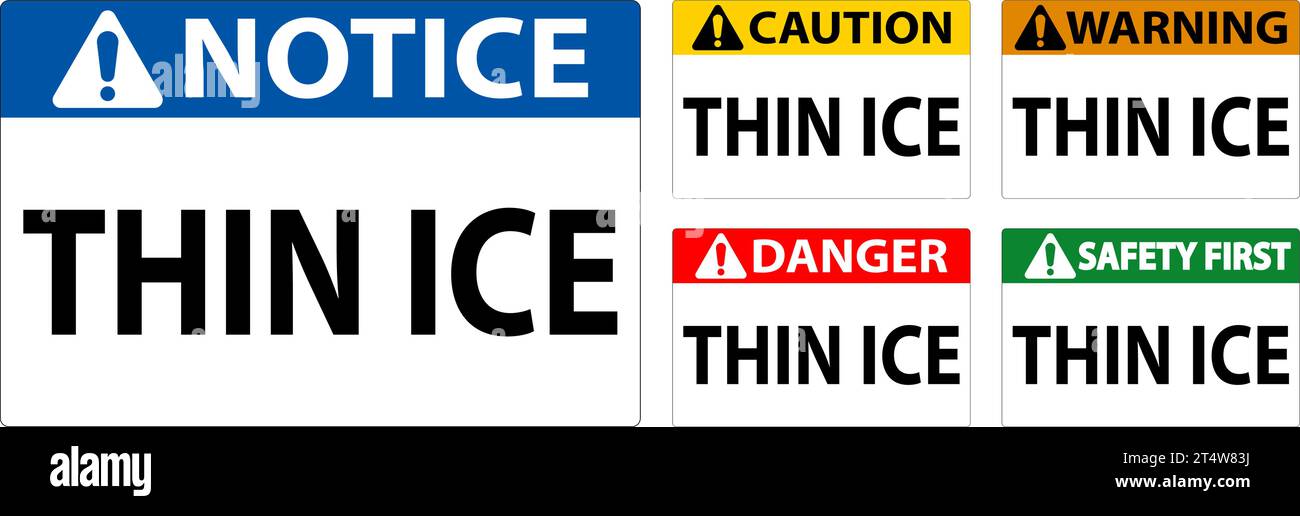 Danger Sign, Warning Thin Ice Sign Stock Vector Image & Art - Alamy