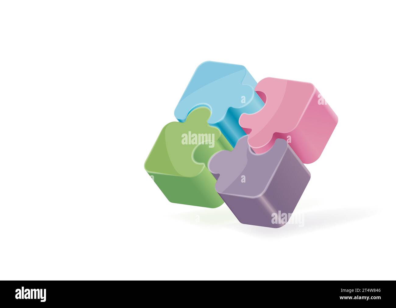 3D Vector Illustration of Colorful jigsaw puzzle cube, strategy jigsaw ...