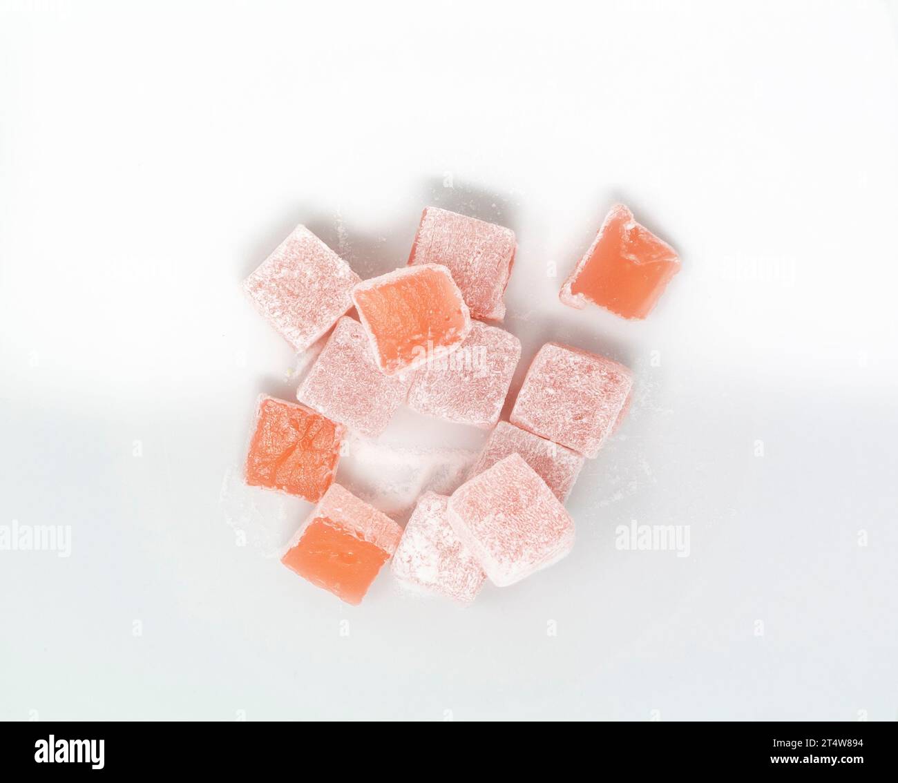 Lokum in rose flavor, white background Stock Photo - Alamy