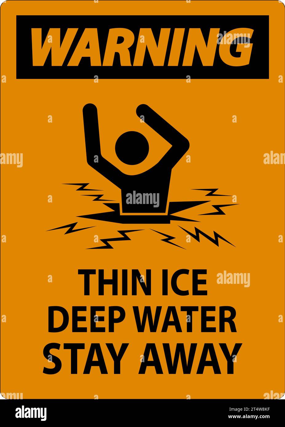 Warning Sign Thin Ice Deep Water, Stay Away Stock Vector Image & Art ...