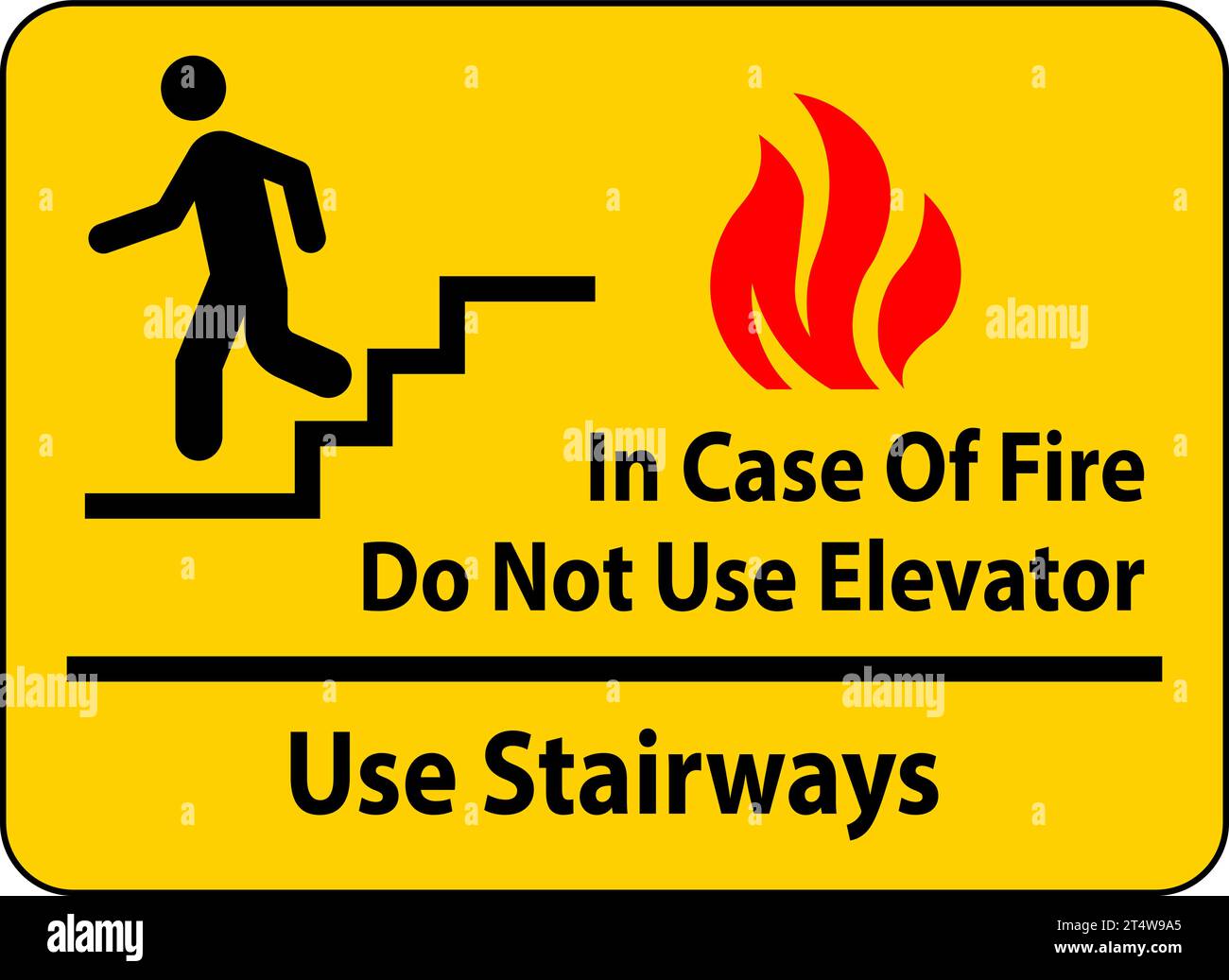 In Case Of Fire Sign Do Not Use Elevators - Use Stairways Stock Vector ...