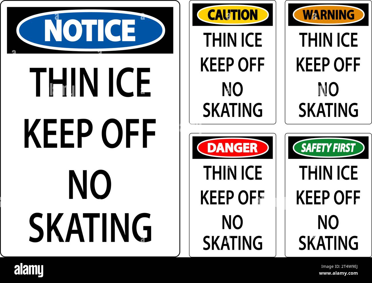 Thin Ice Sign Warning - Thin Ice Keep Off No Skating Stock Vector Image ...