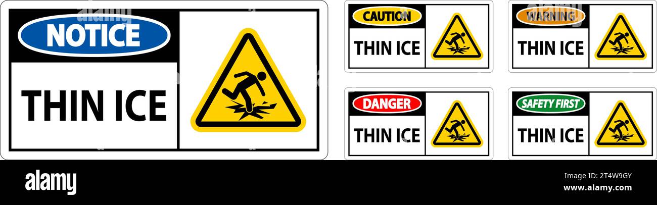Water Safety Sign Danger - Thin Ice Stock Vector Image & Art - Alamy