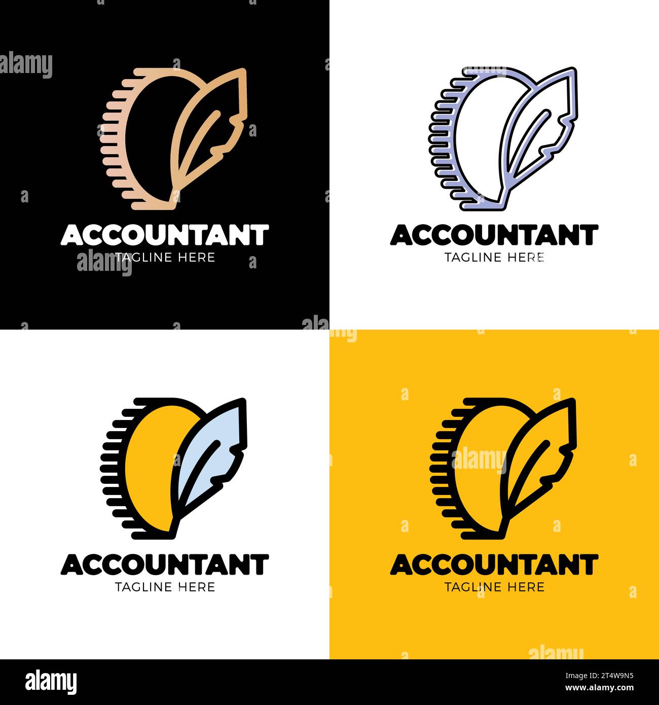 Coin symbol with feather sing money blog writer Vector Image Stock ...