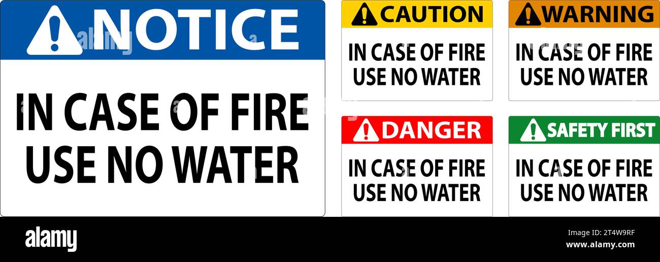 Danger Sign: Danger - In Case Of Fire Use No Water Stock Vector Image ...