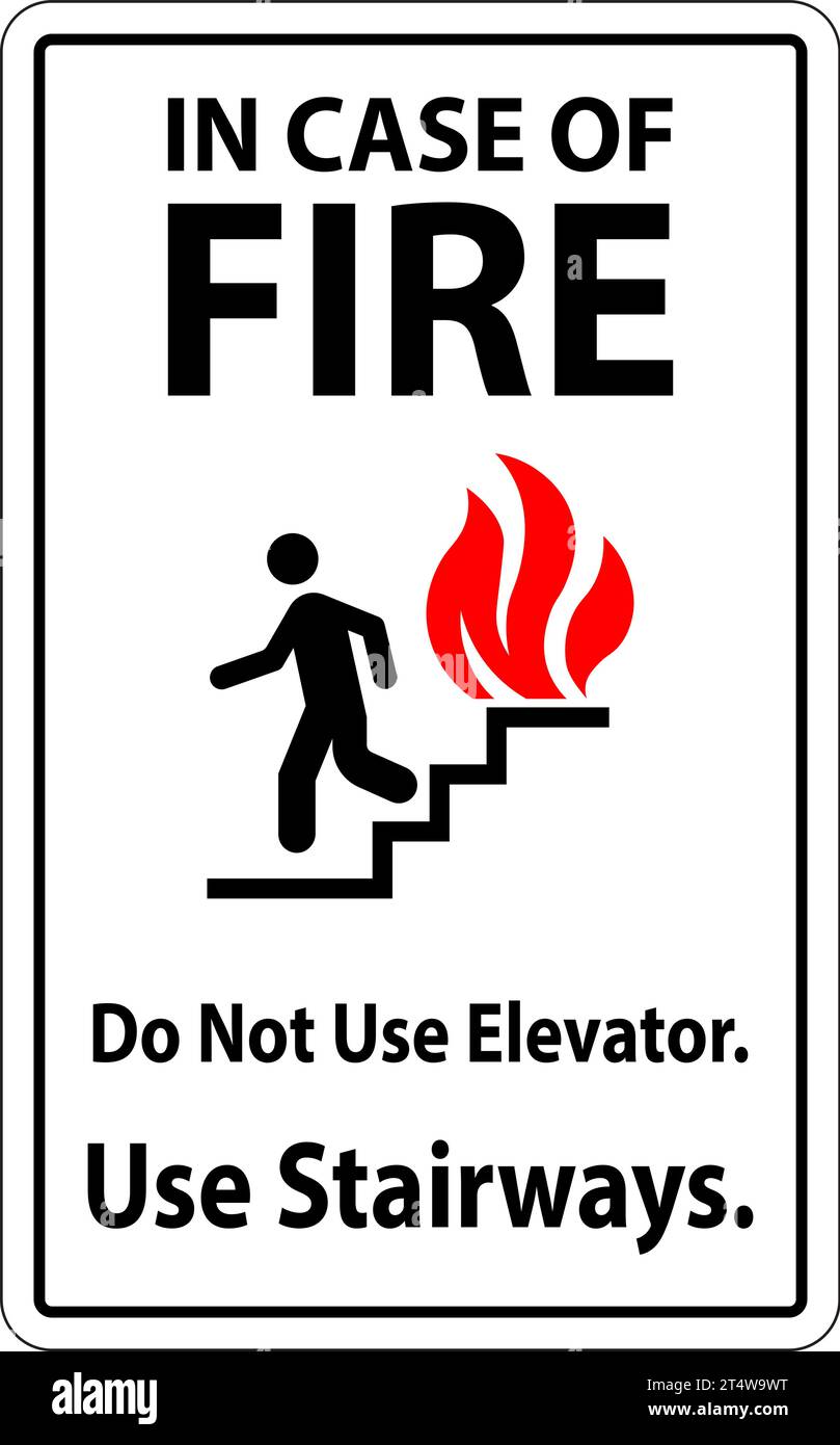 In Case Of Fire Sign Do Not Use Elevators, Use Stairways Stock Vector ...