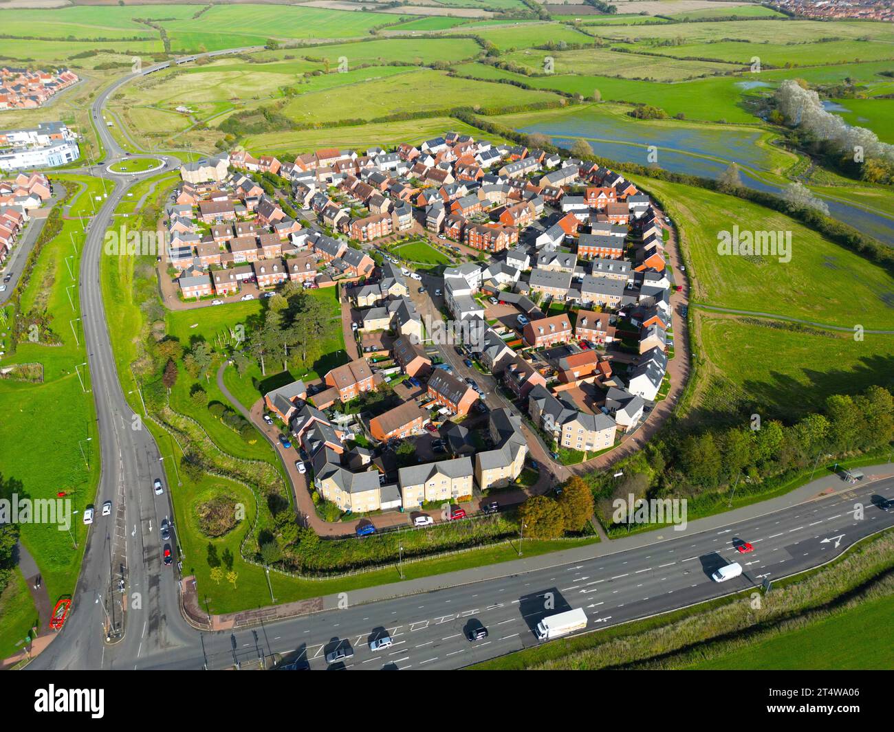 Aerial view of Avalon Street in North Aylesbury, featuring residential ...