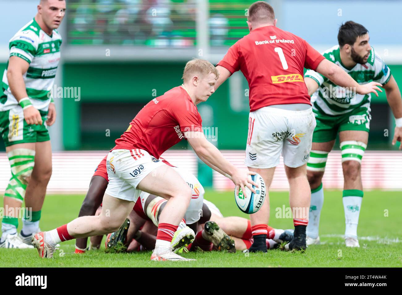 Treviso, Italy. 29th Oct, 2023. Ethan Coughlan (Munster Rugby) during ...