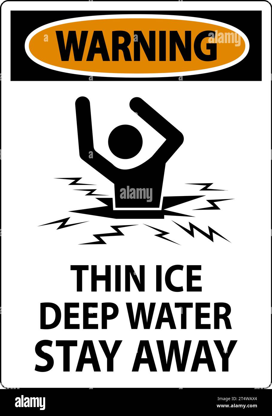 Warning Sign Thin Ice Deep Water, Stay Away Stock Vector Image & Art ...