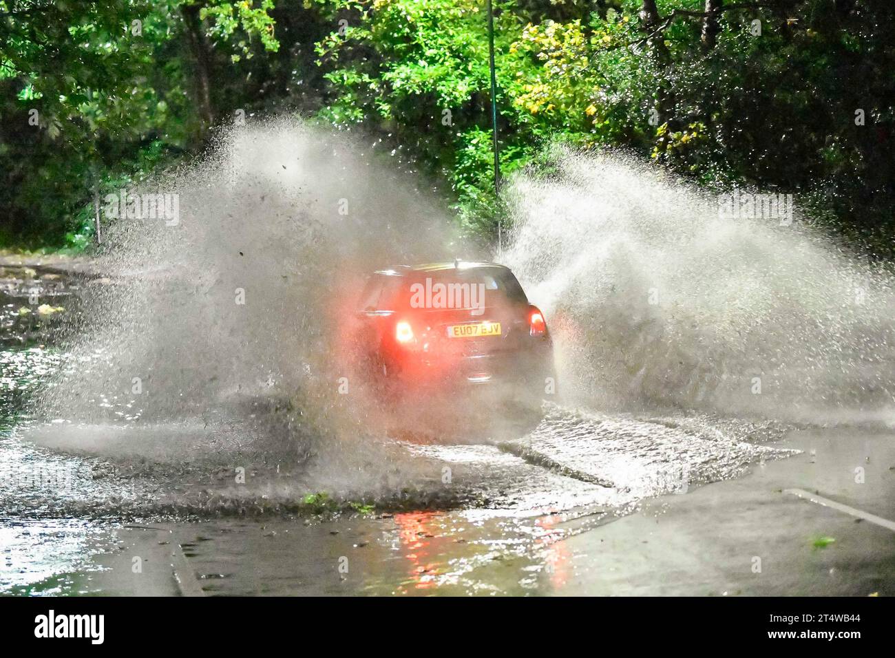 Bournemouth, Dorset, UK. 2nd November 2023. UK Weather. A car drives ...