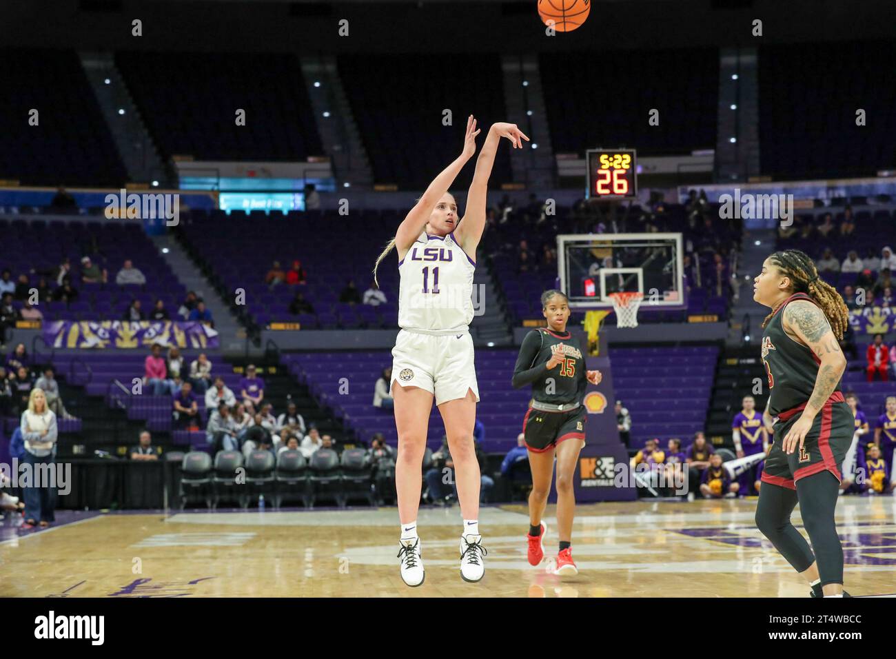 November 01, 2023: LSU's Hailey Van Lith (11) puts up a shot during an ...