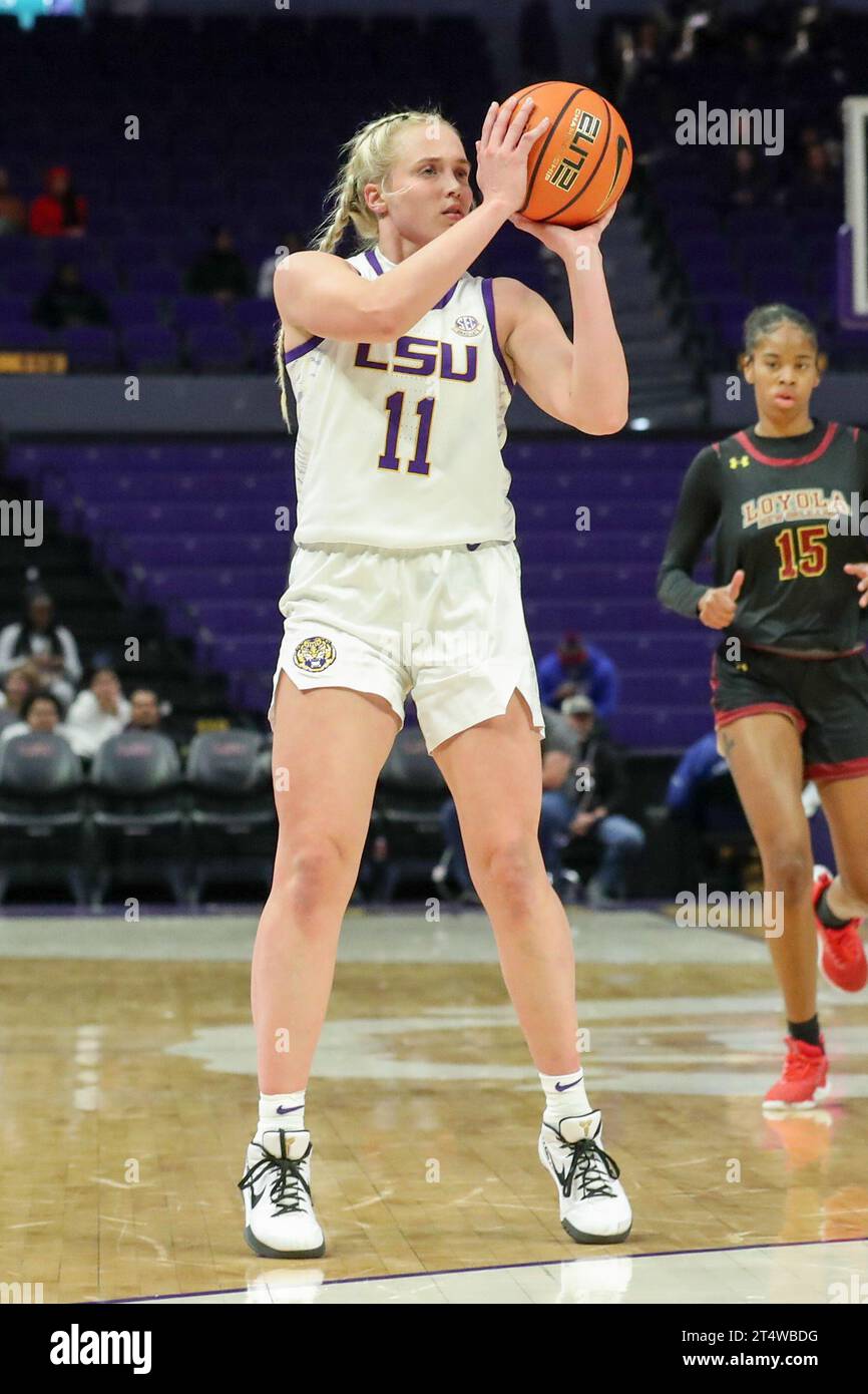 Baton Rouge, LA, USA. 01st Nov, 2023. LSU's Hailey Van Lith (11) puts ...